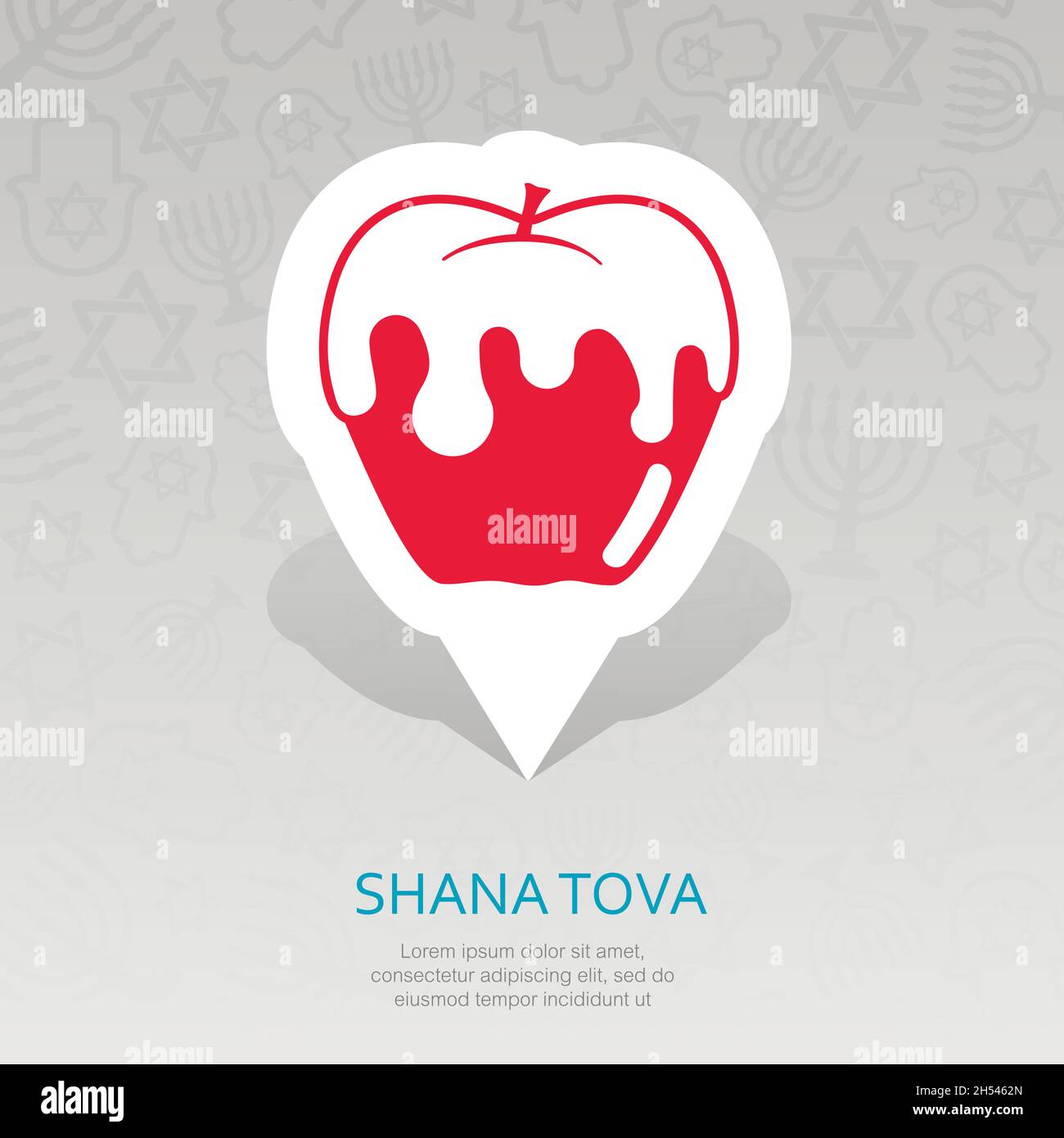 Honey on apple. Rosh Hashanah pin map icon. Shana tova Map pointer ...