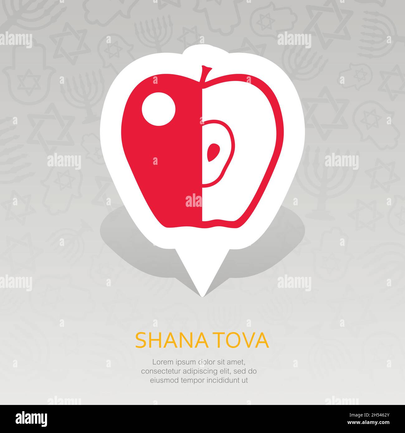 Apple. Rosh Hashanah pin map icon. Shana tova Map pointer. Happy and ...