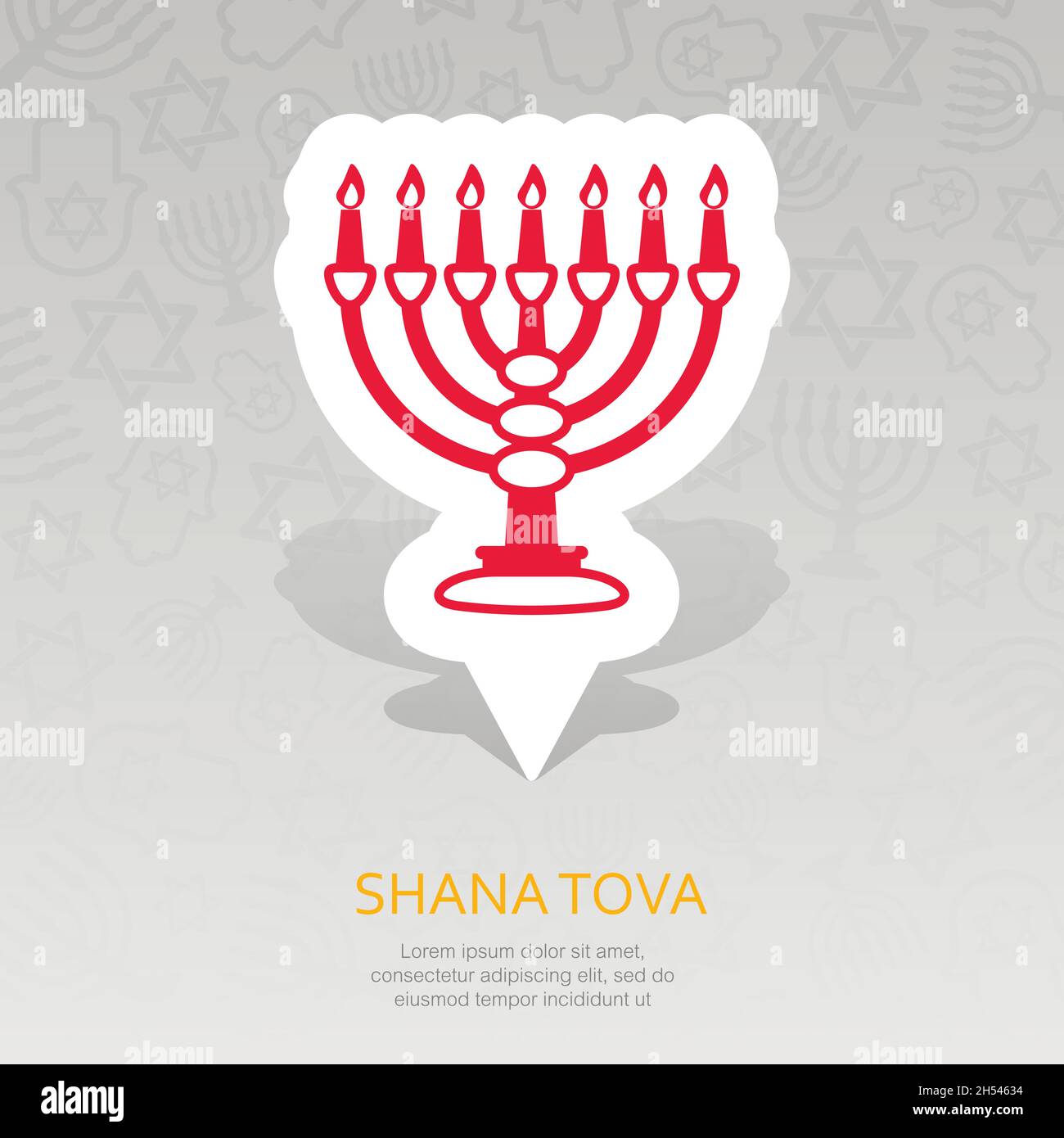 Menorah. Rosh Hashanah pin map icon. Shana tova Map pointer. Happy and ...
