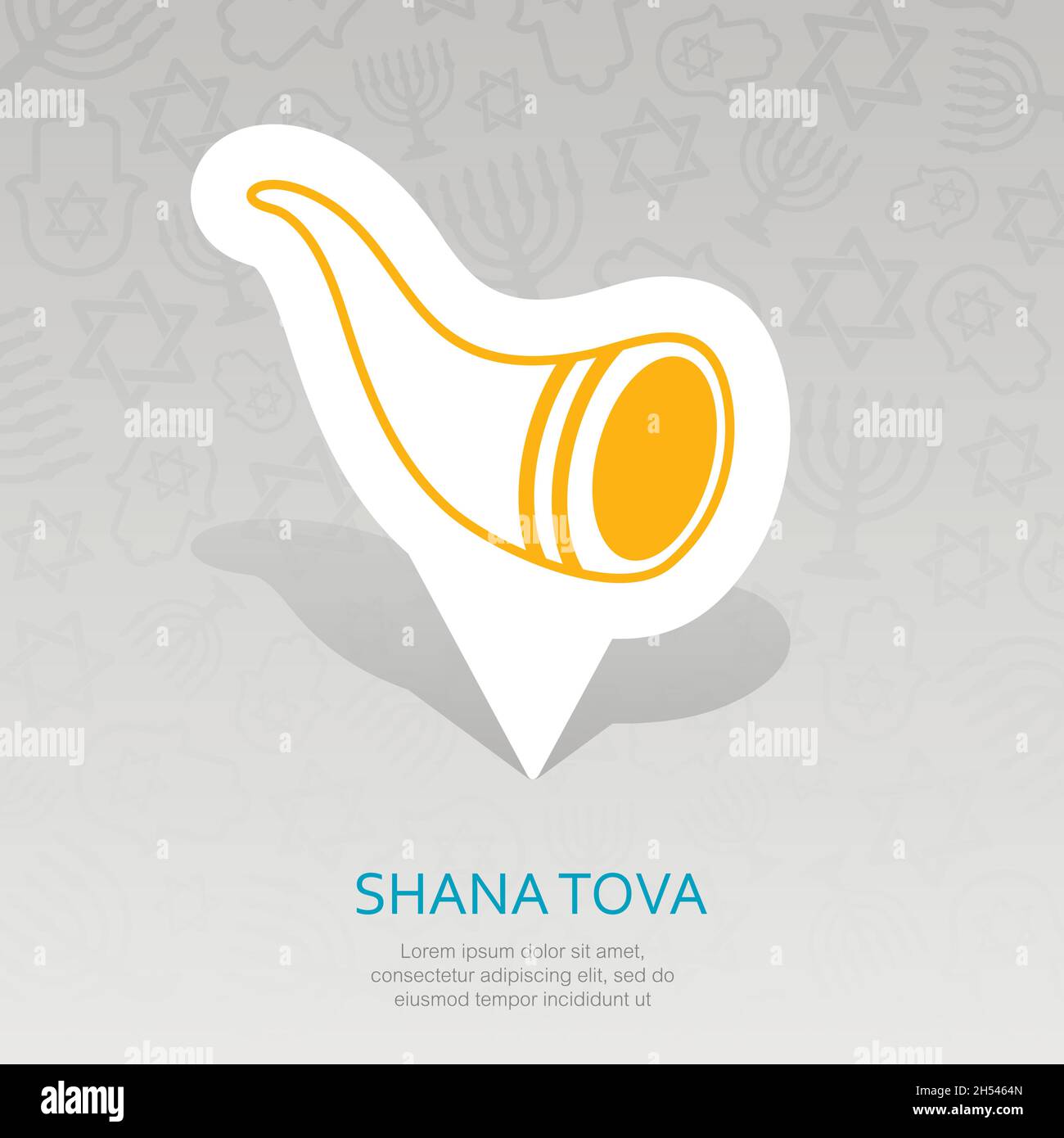 Shofar. Rosh Hashanah pin map icon. Shana tova Map pointer. Happy and ...