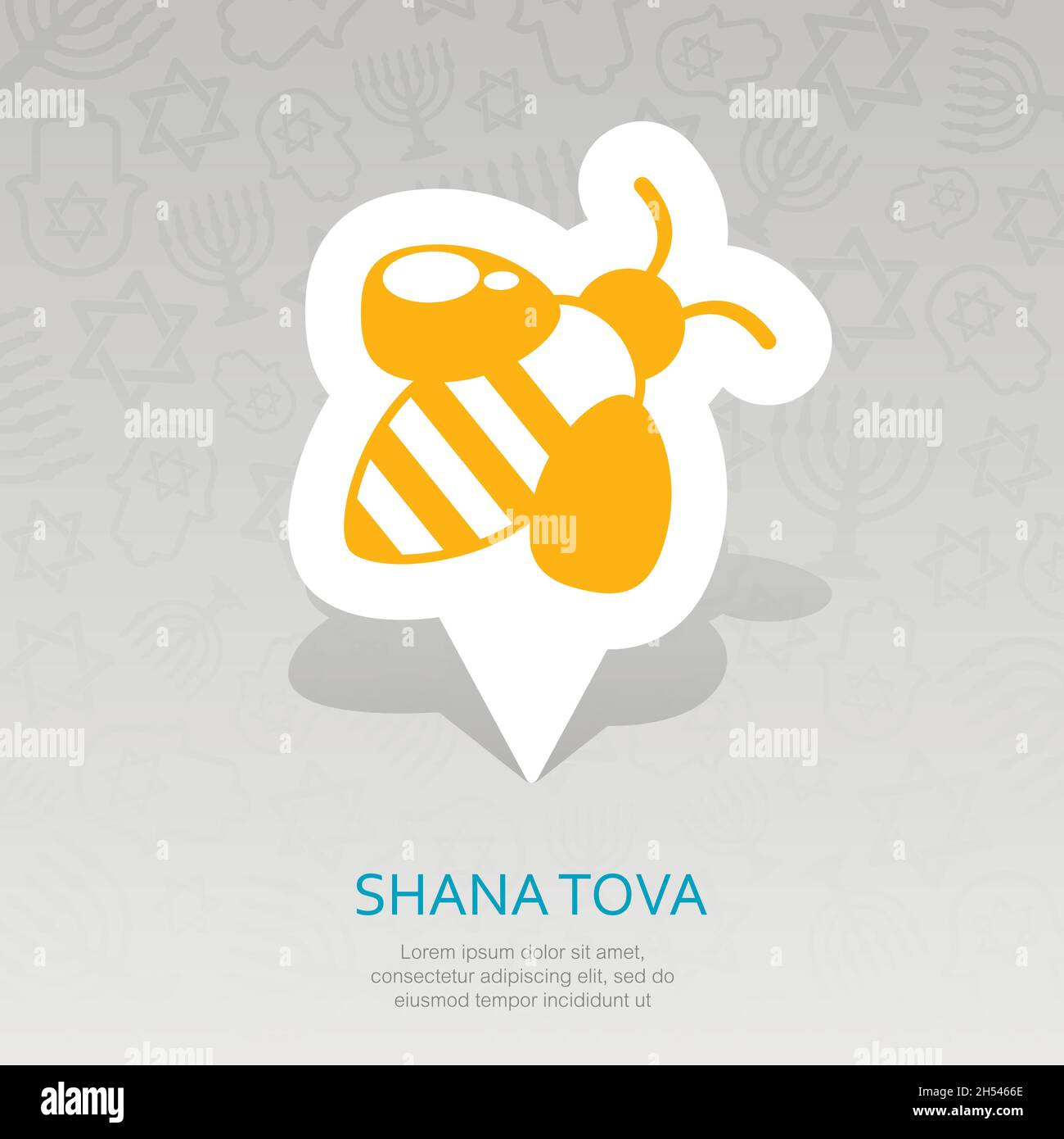 Bee. Rosh Hashanah pin map icon. Shana tova Map pointer. Happy and ...