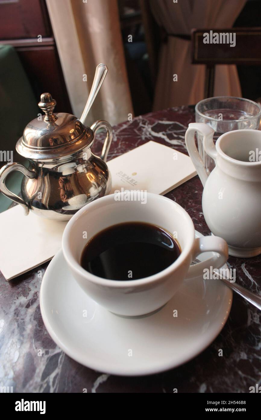 coffee set in a vienna coffeehouse on marble table Stock Photo - Alamy
