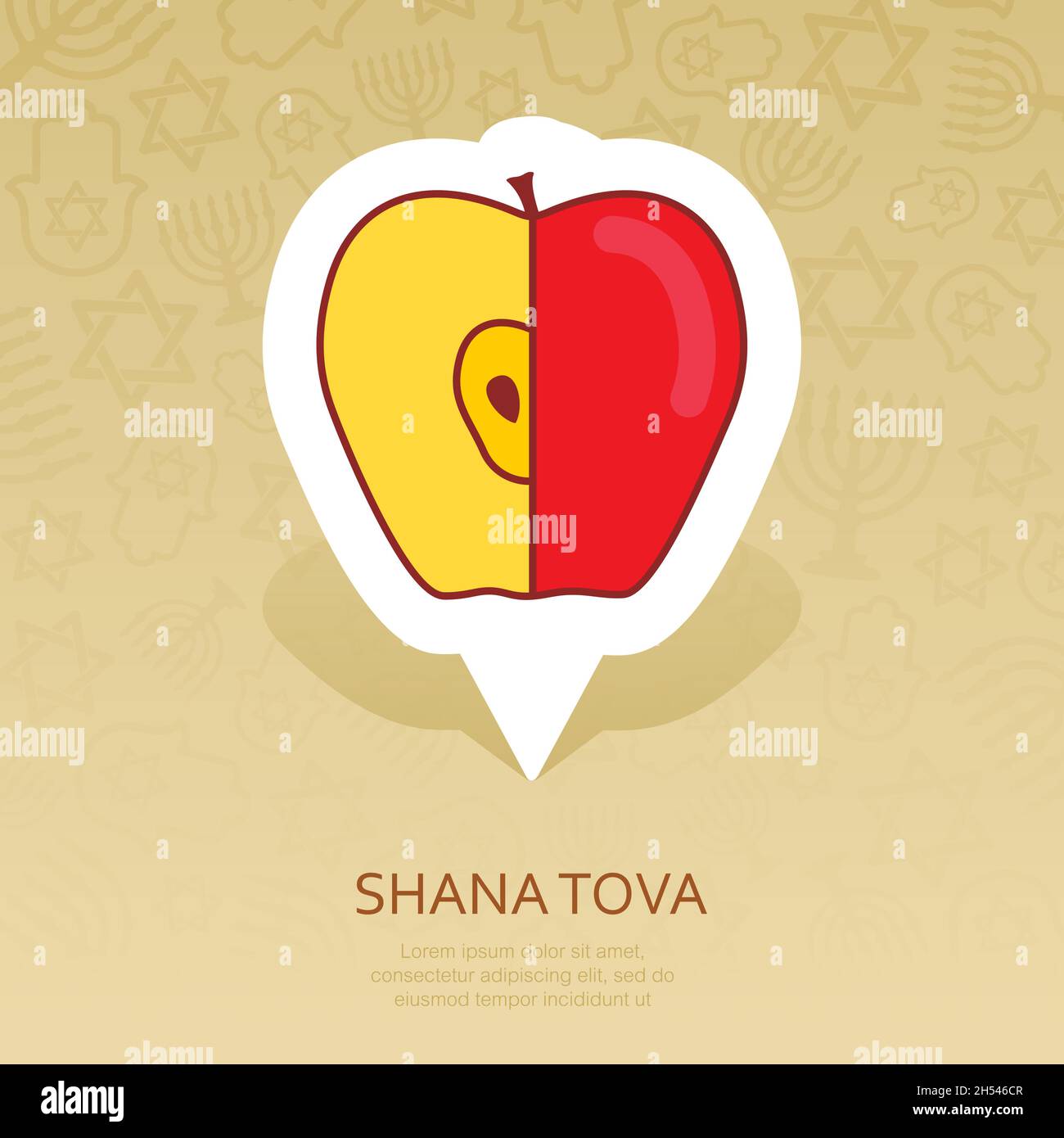 Apple. Rosh Hashanah pin map icon. Shana tova Map pointer. Happy and ...