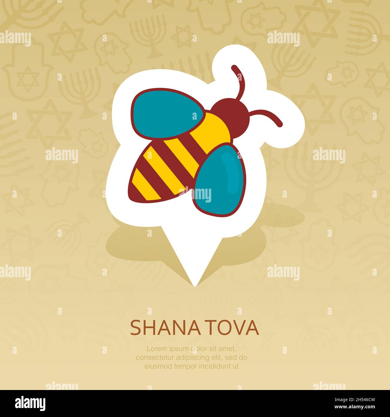 Bee. Rosh Hashanah pin map icon. Shana tova Map pointer. Happy and ...