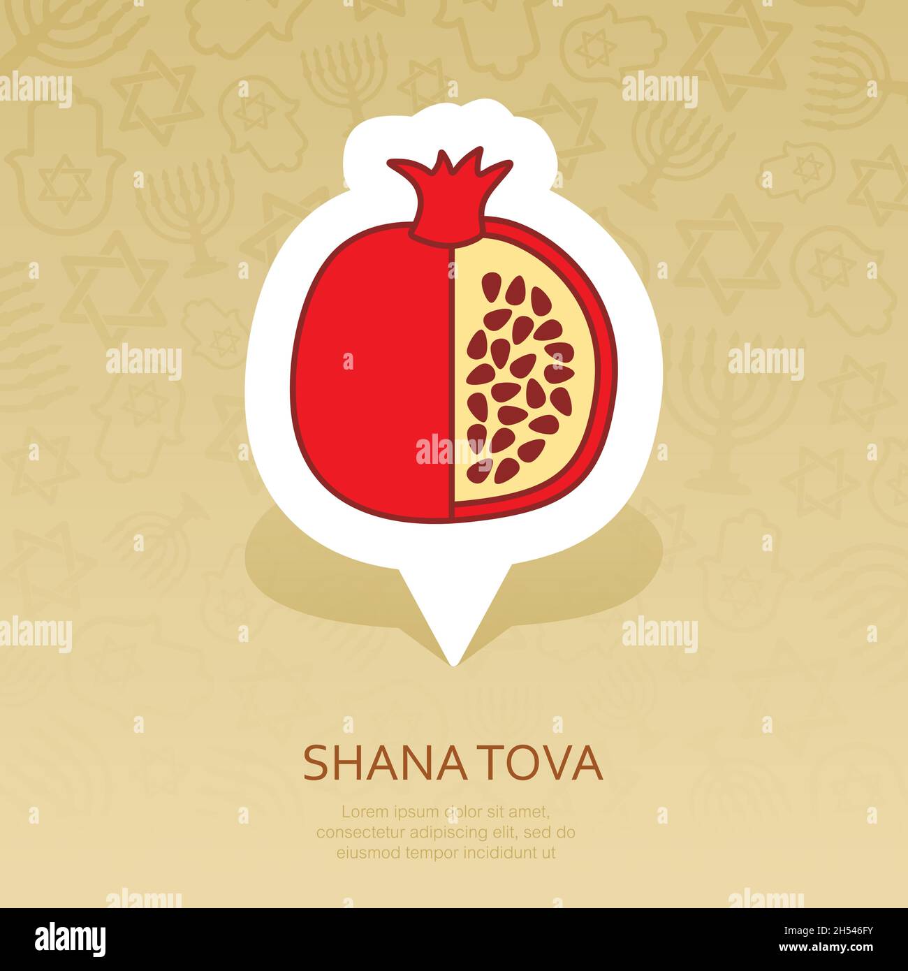 Garnet. Rosh Hashanah pin map icon. Shana tova Map pointer. Happy and ...