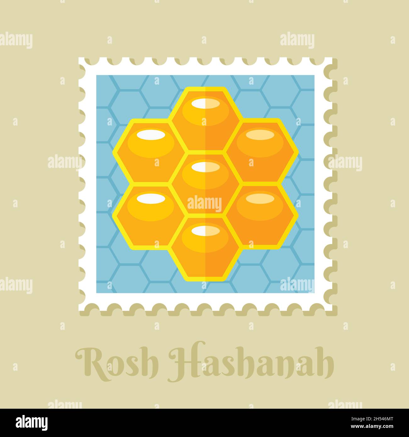 Bee honeycomb. Honey. Rosh Hashanah stamp. Shana tova. Happy and sweet ...