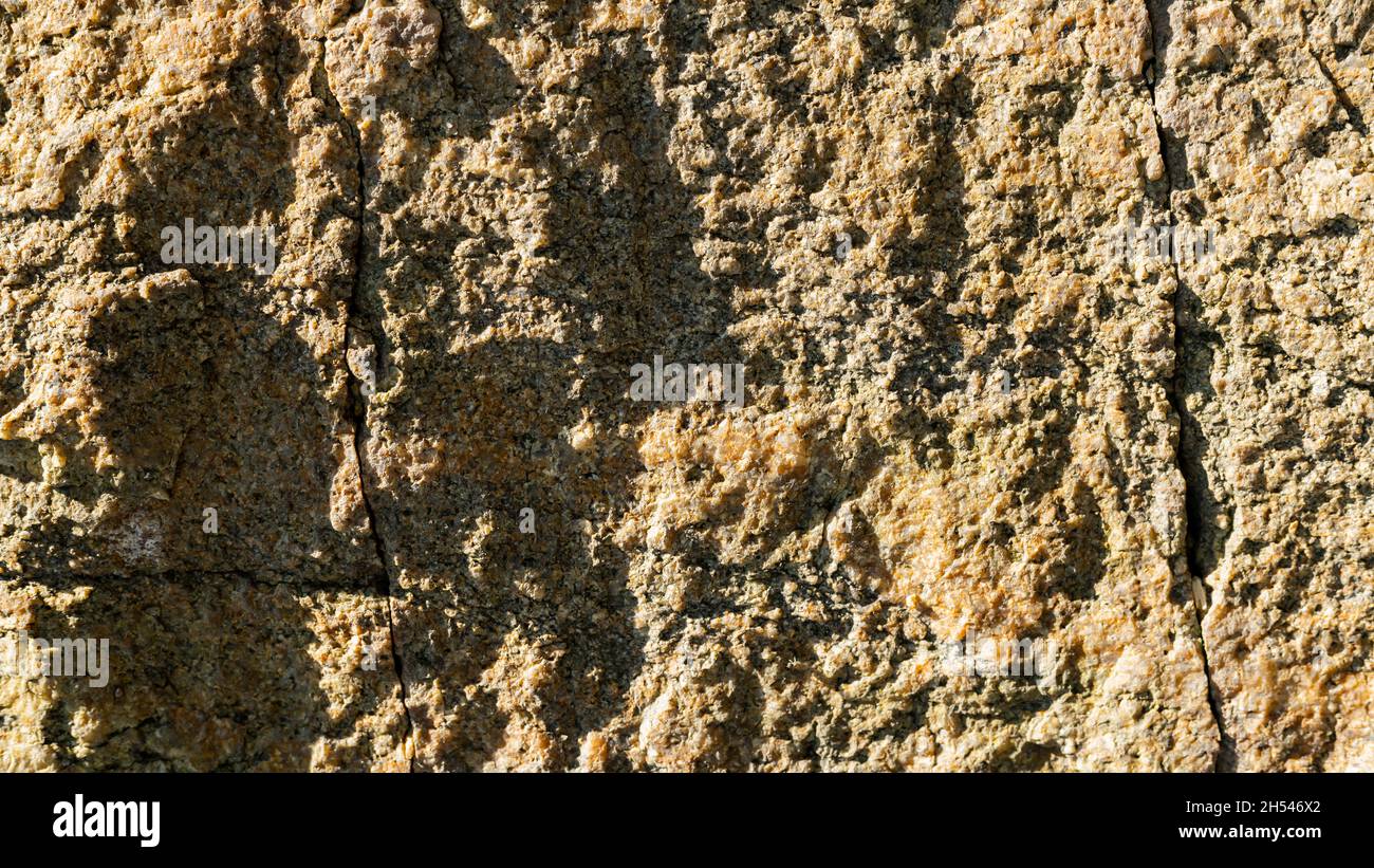 Destruction of the rock of the mountain after the explosion. Cracks in ...