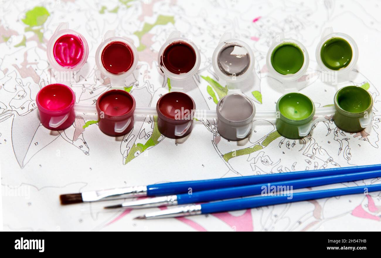 Picture by number. The creative process of painting a picture with ...