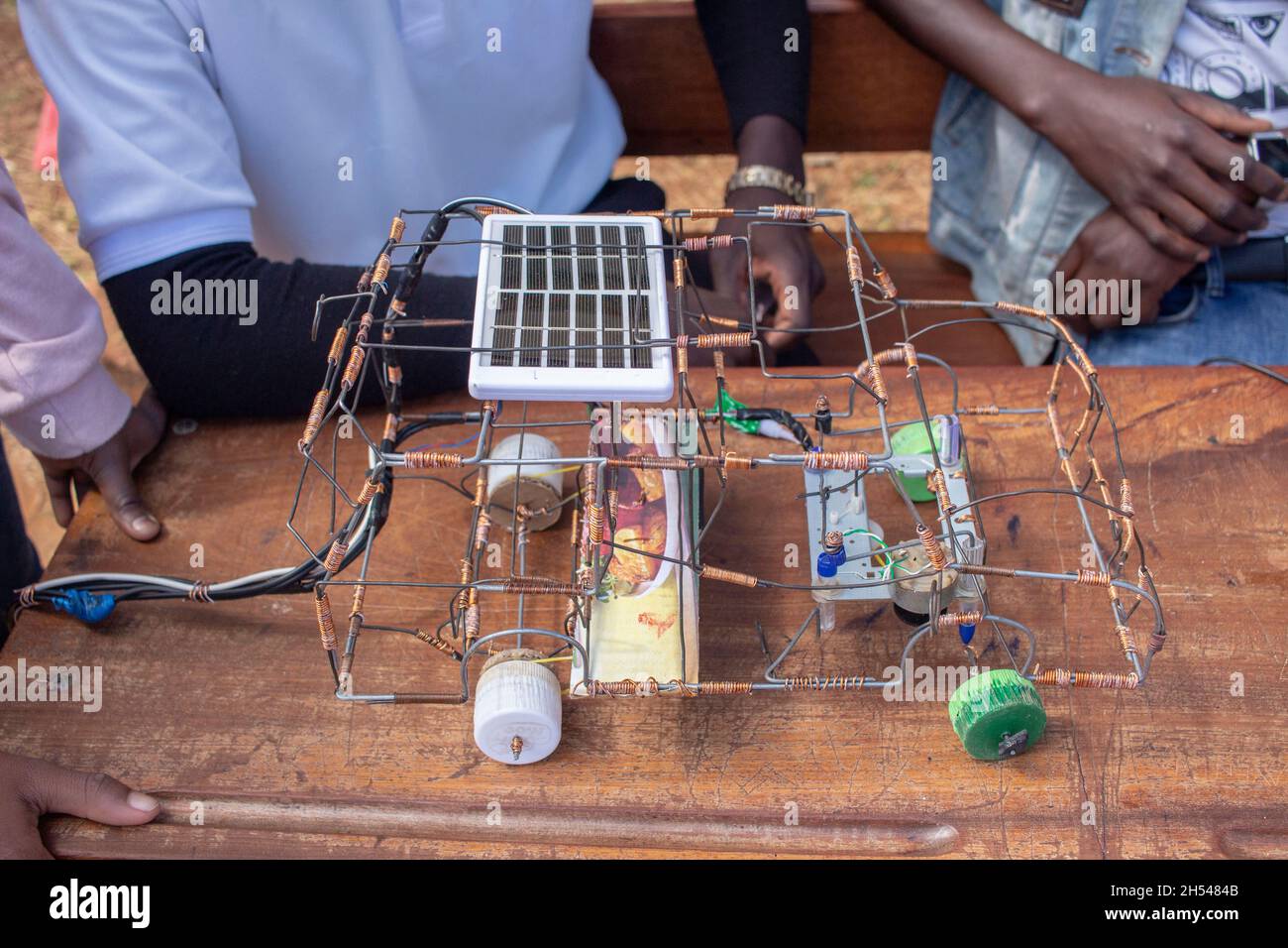 Solar powered electric car miniature using recycled material Stock ...