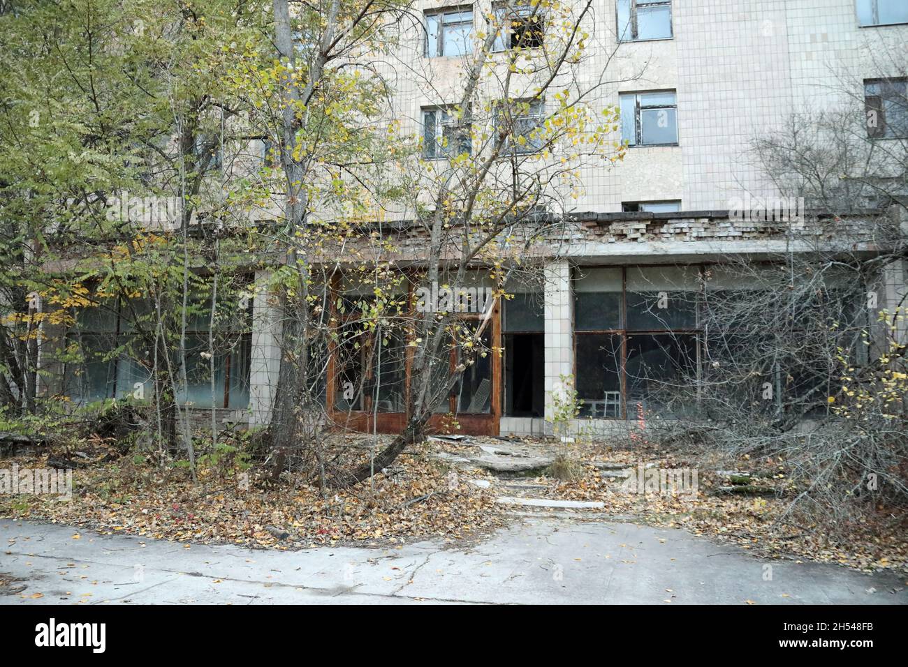 Overgrown ruins of Pripyat Hospital in the Chernobyl Exclusion Zone ...