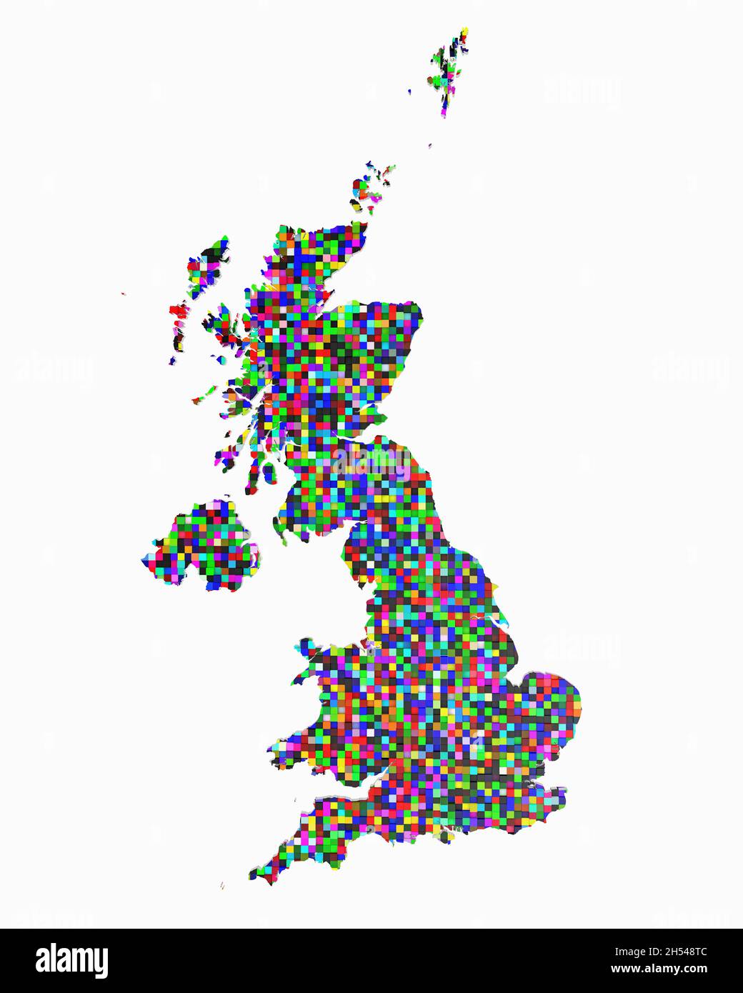 Map of UK composed of squares, composite image Stock Photo - Alamy