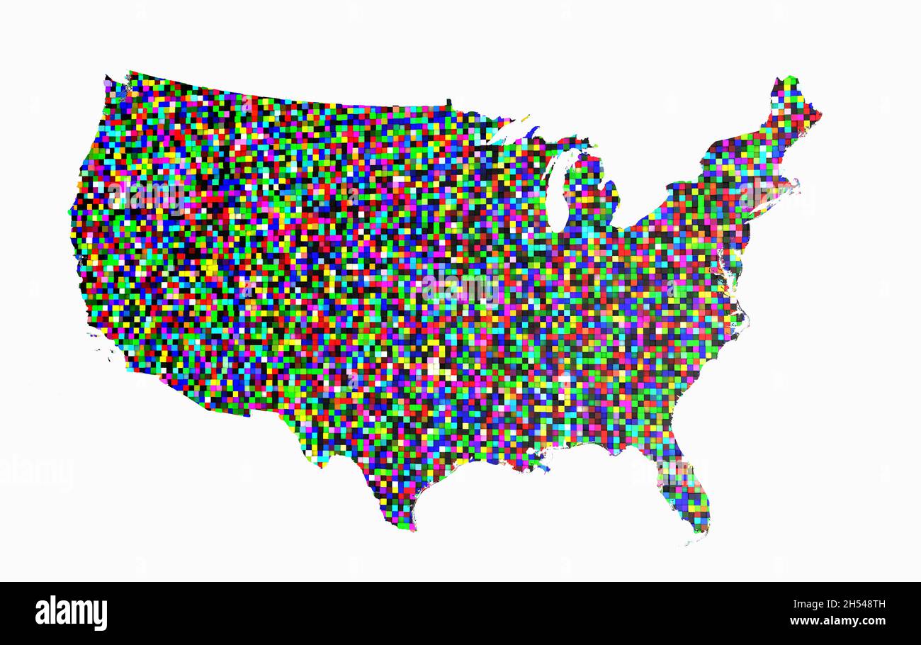 Map of USA composed of squares, composite image Stock Photo - Alamy