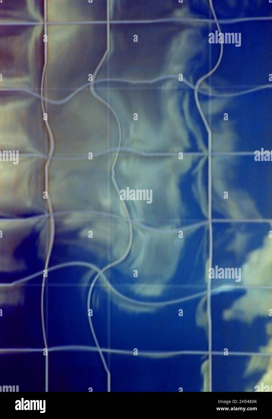 Clouds in blue sky. Distorted grid pattern. 3D rendering Stock Photo ...