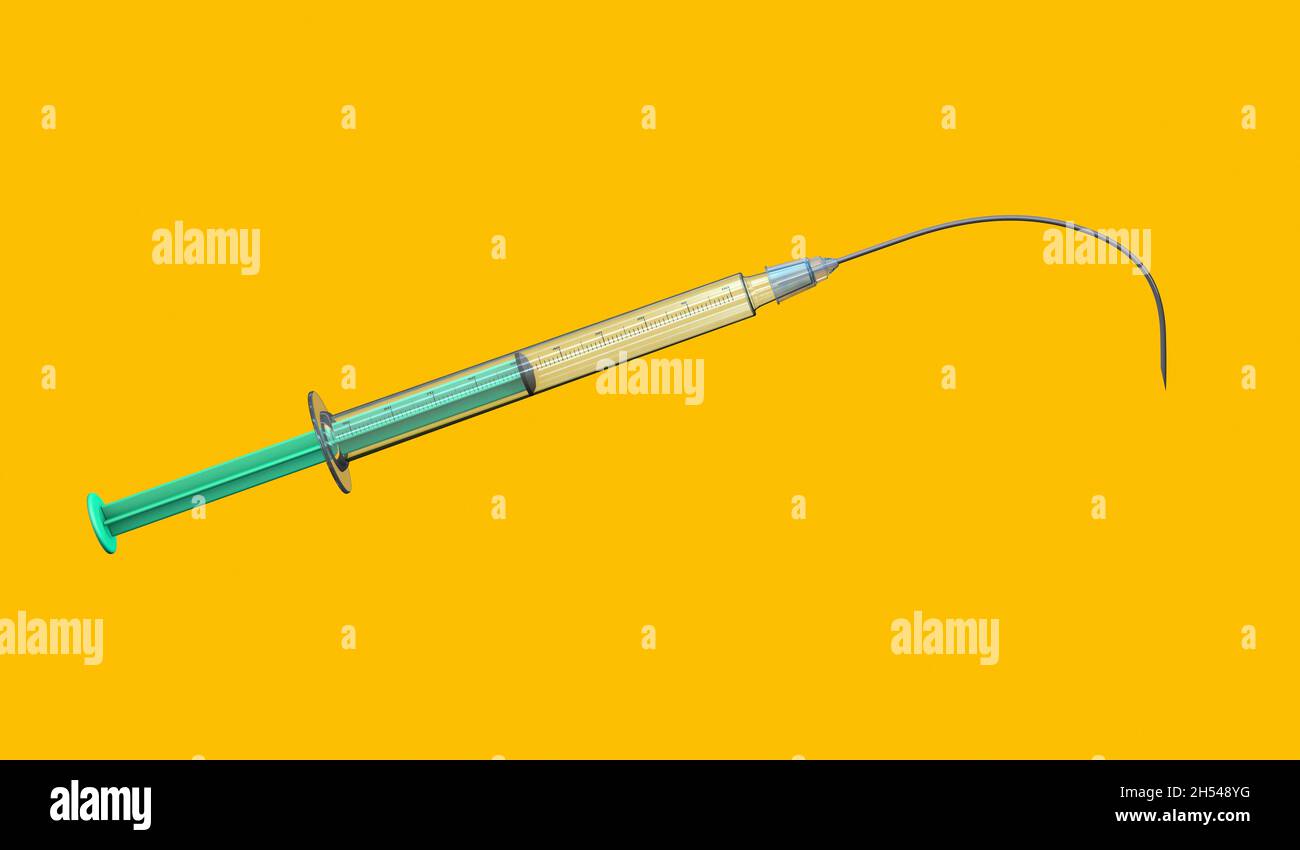 Injection needle bending downwards, illustration Stock Photo - Alamy