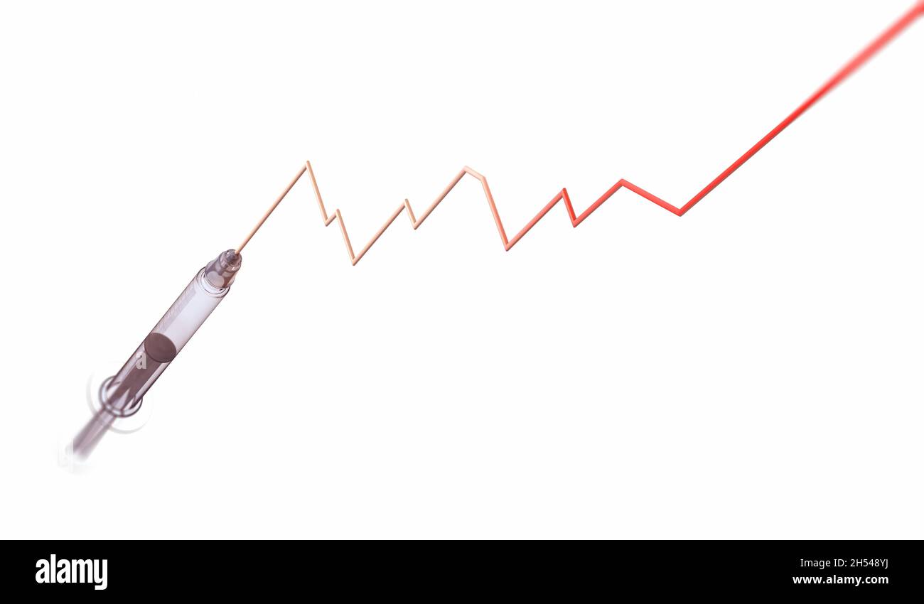Injection needle forming line graph, illustration Stock Photo - Alamy