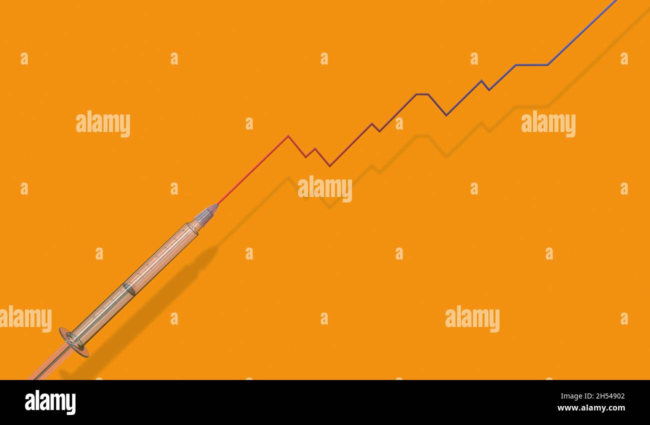 Injection needle forming line graph, illustration Stock Photo - Alamy