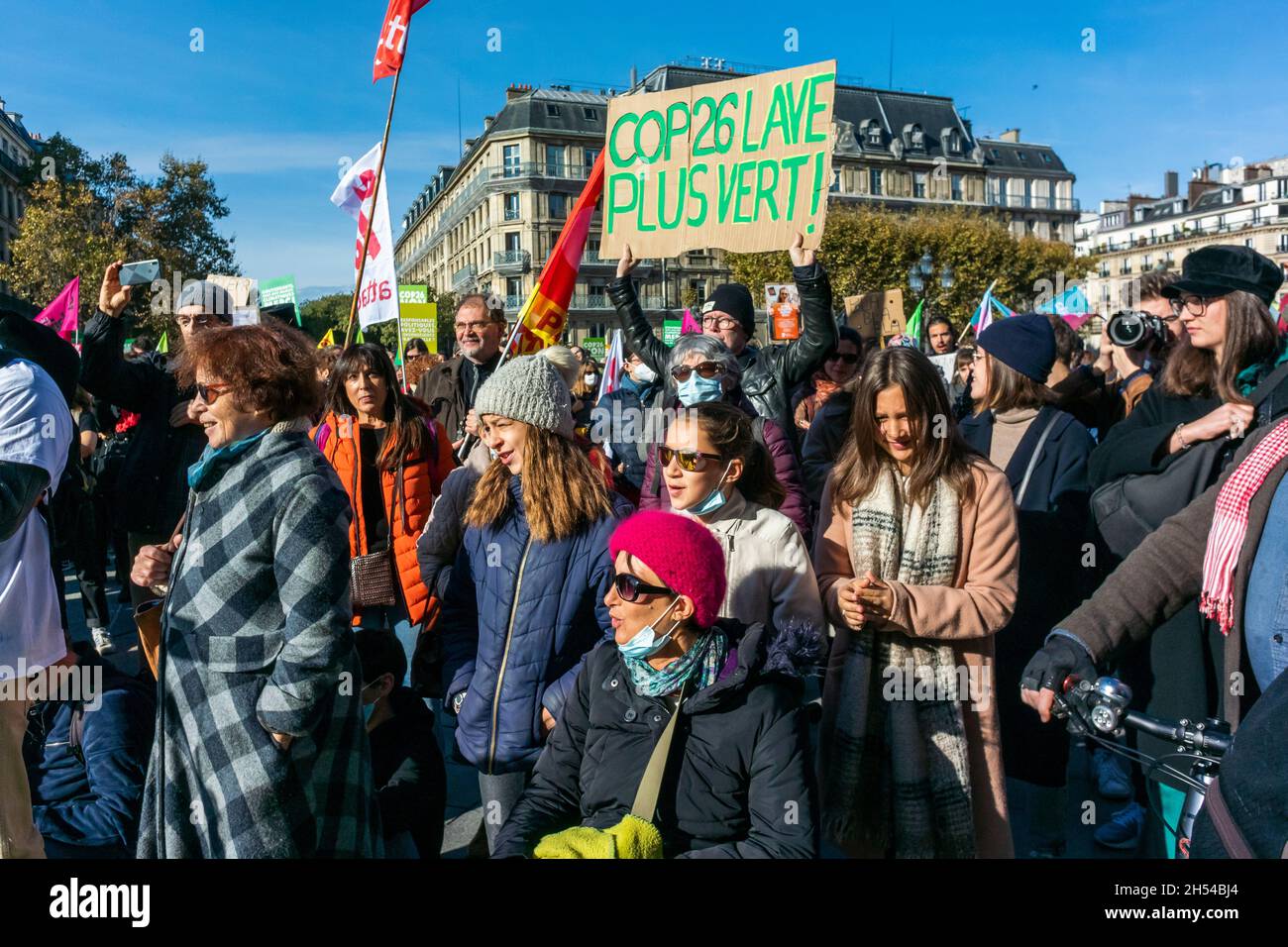Paris, France, French NGO's, Climate Crisis Demonstration, Crowd ...