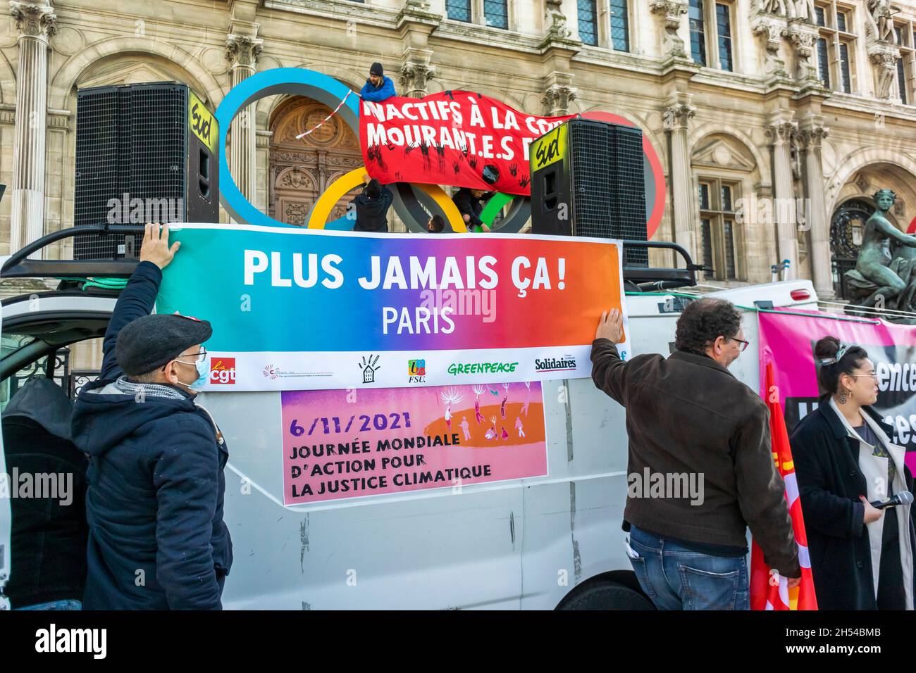 Paris, France, Group People, French NGO's, Climate Crisis Demonstration ...