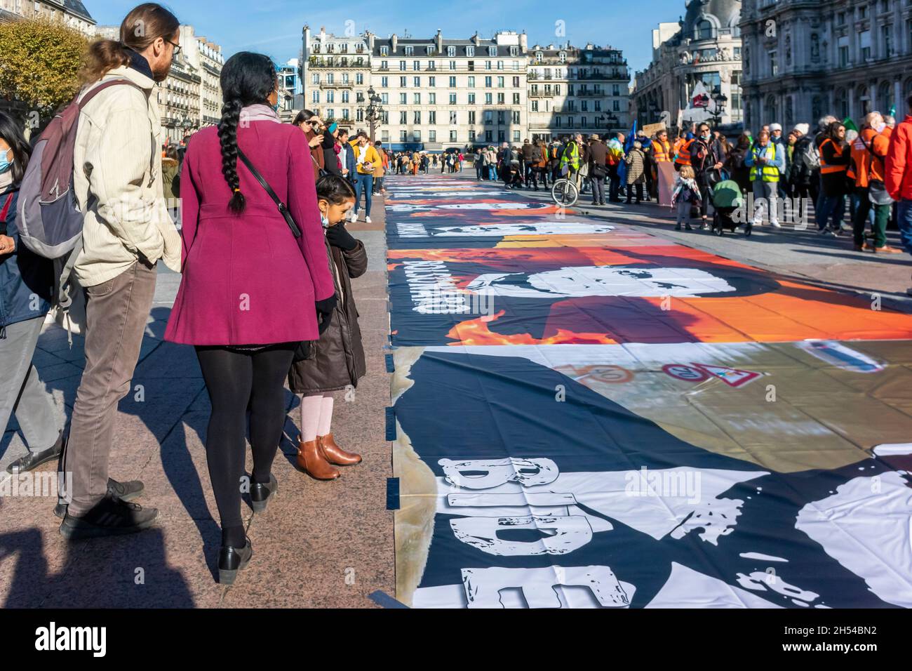 Paris, France, French NGO's, Climate Crisis Demonstration, Crowd Scene ...