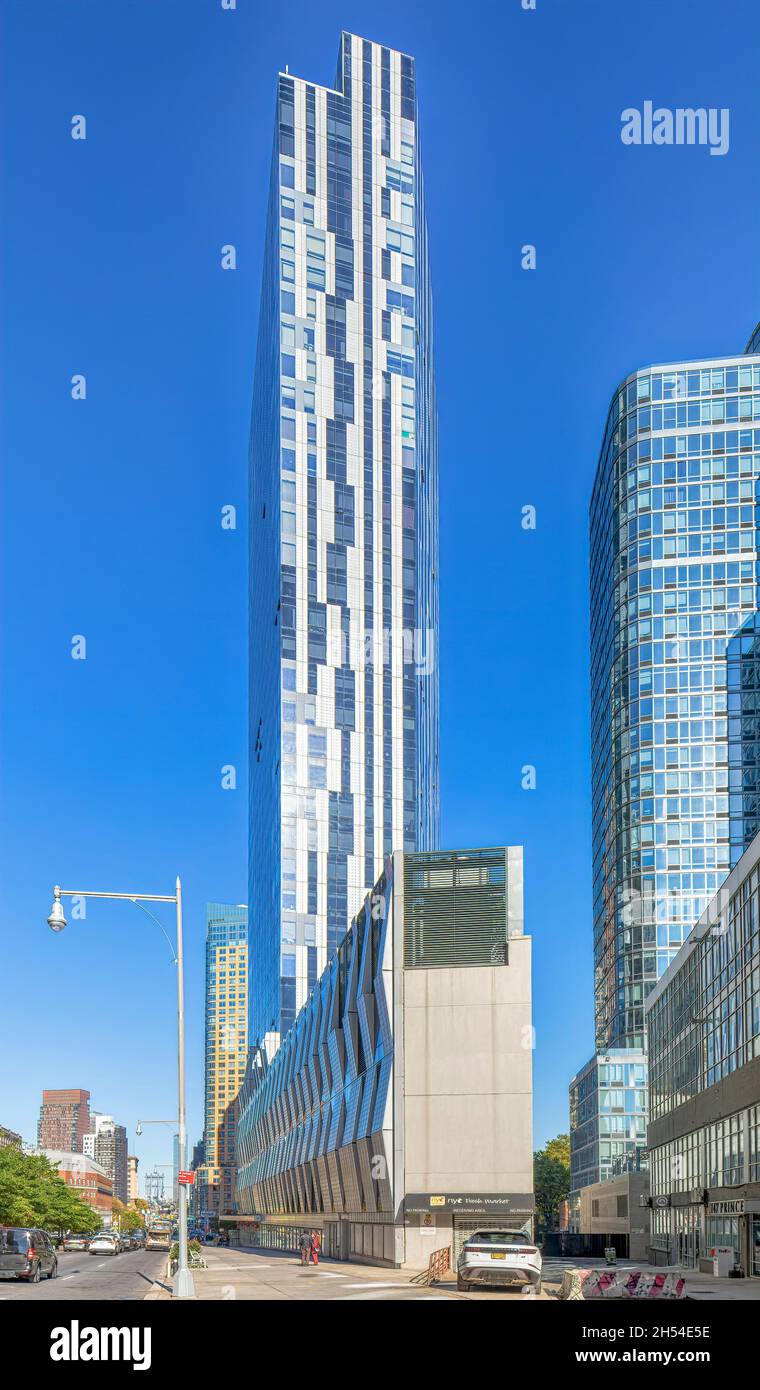 Toren, at 150 Myrtle Avenue, has a distictive black-and-white facade ...