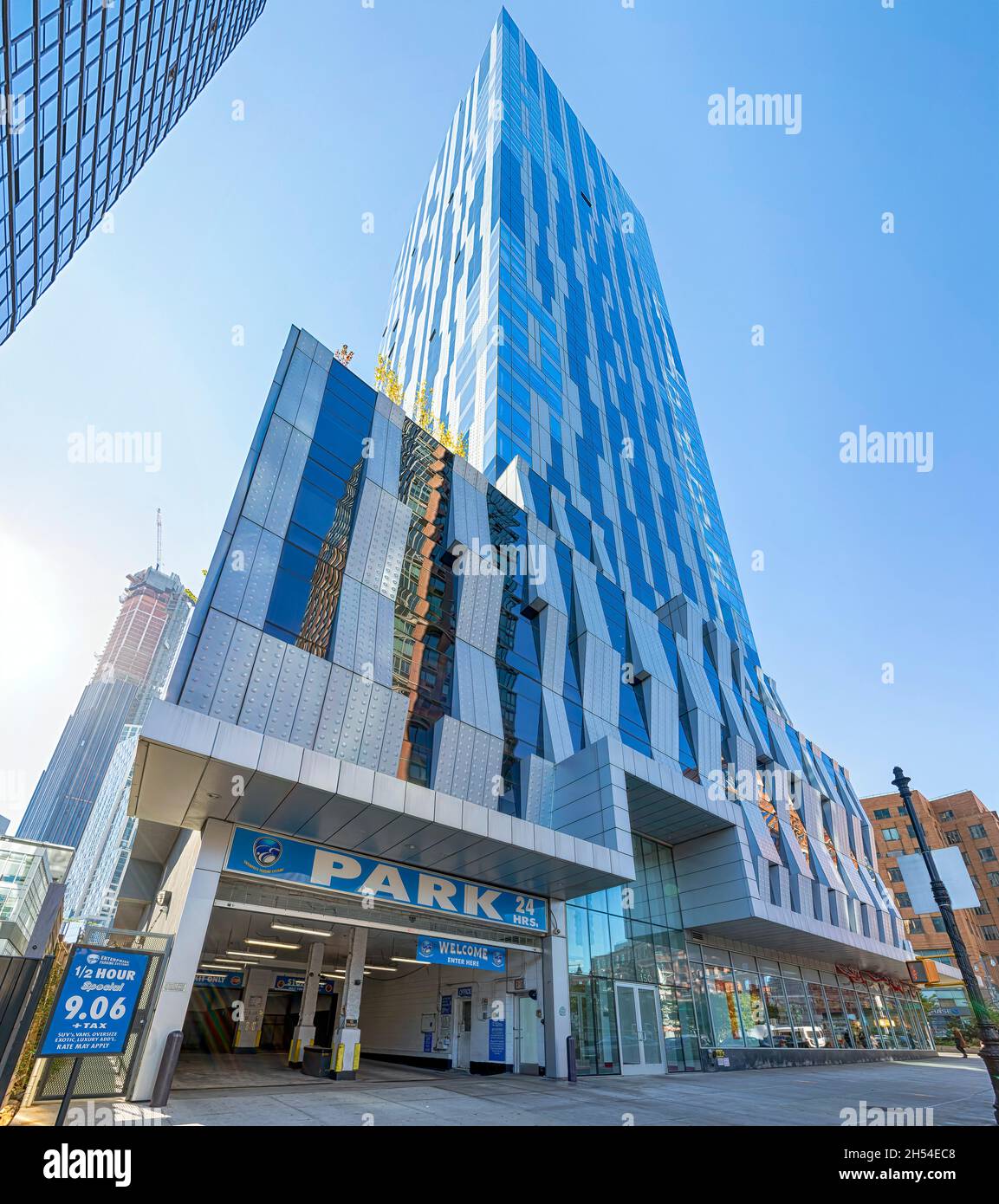 Toren, at 150 Myrtle Avenue, has a distictive black-and-white facade ...