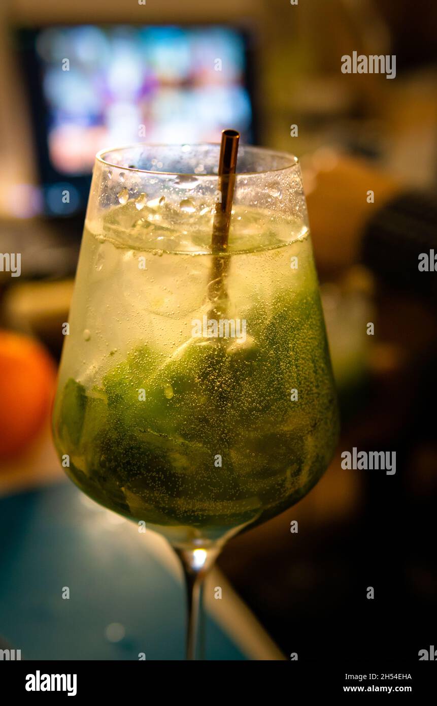 Green margarita cocktail black drink lemon lime hi-res stock ...