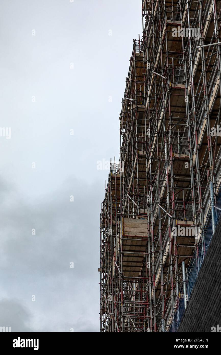Scaffolding on an office building being converted to residential ...