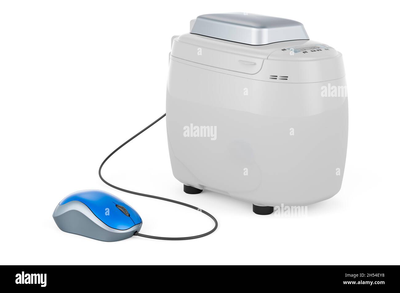 Bread making machine with computer mouse. 3D rendering isolated on ...