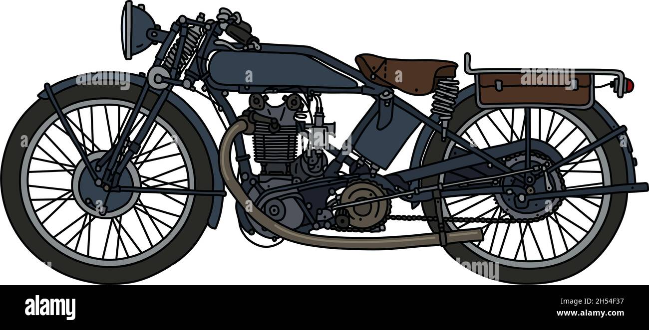 The hand drawing of a vintage dark motorcycle Stock Vector Image & Art ...