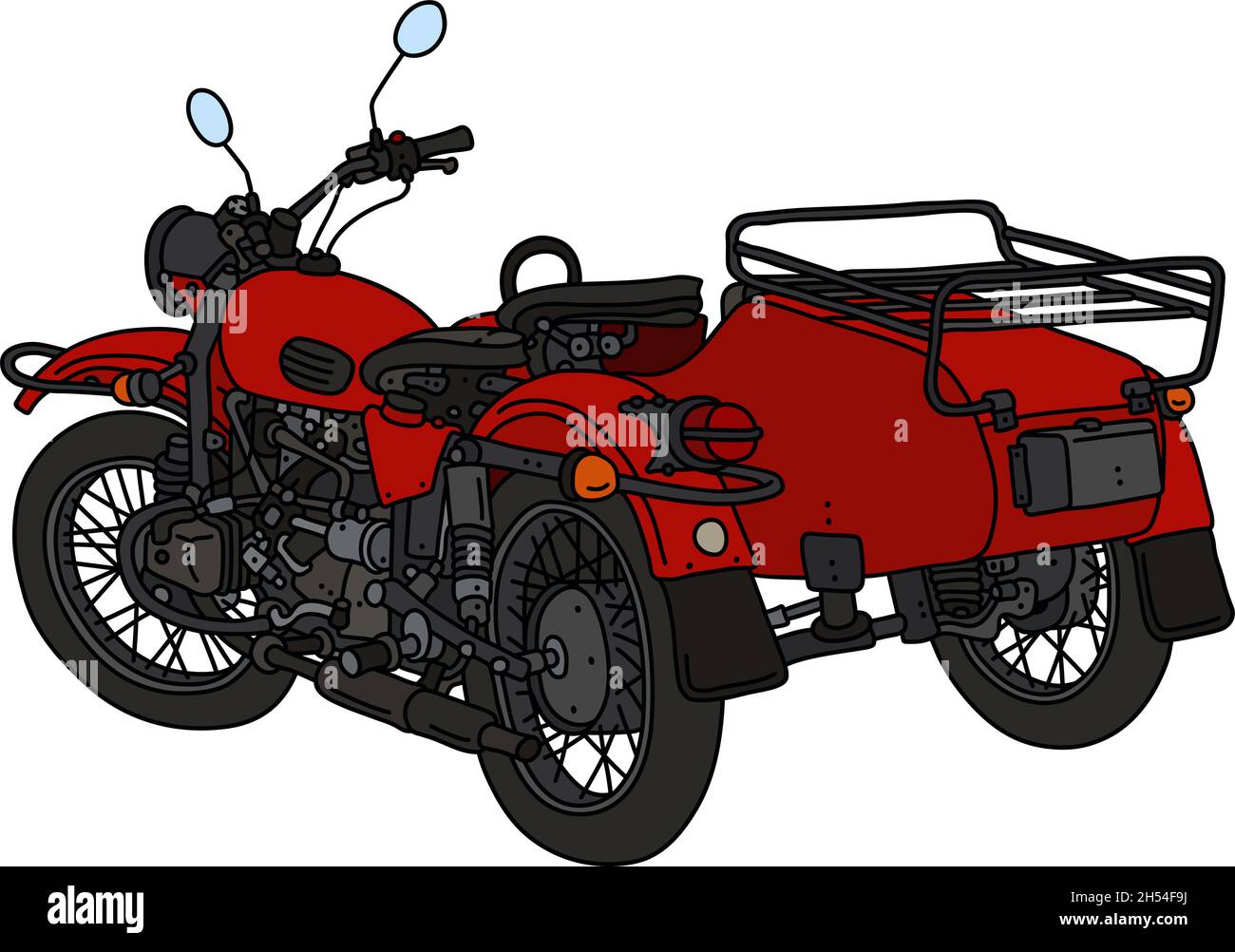Red motorcycle with sidecar Stock Vector Images - Alamy