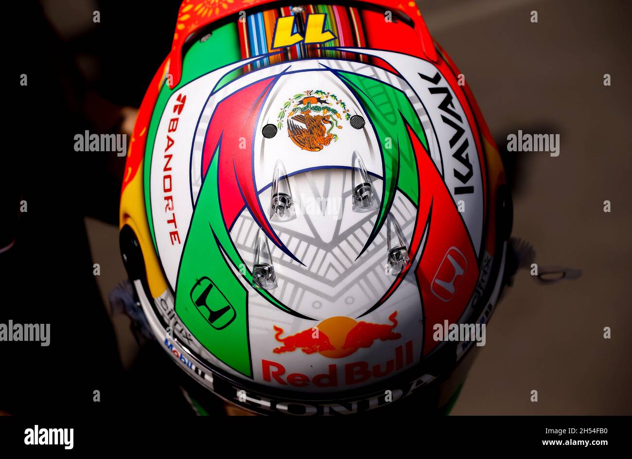 Mexico City, Mexico. 6th Nov, 2021. Helmet of # 11 Sergio Perez (MEX ...