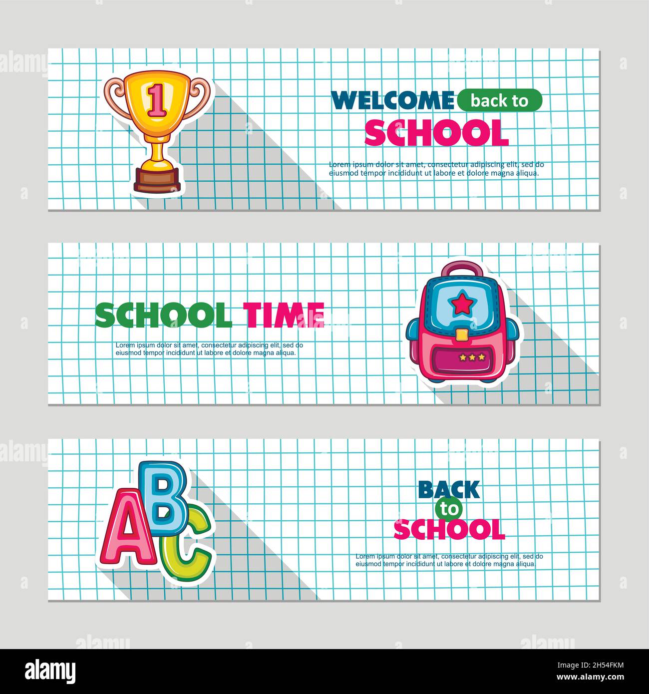 School flat vector banners, vector illustration eps 10 Stock Vector ...