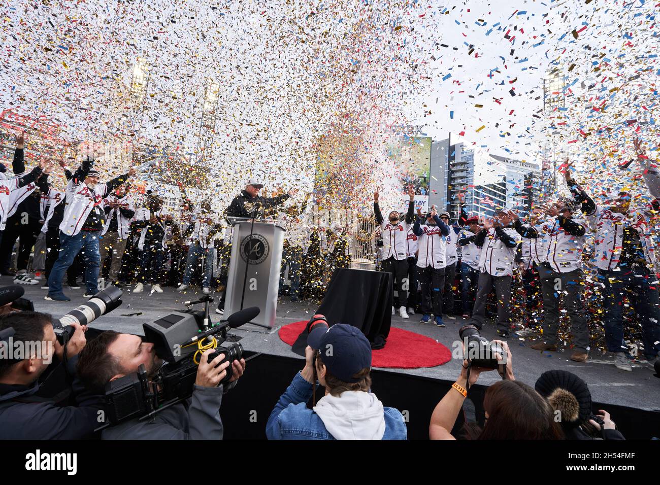 Atlanta, USA. 05th Nov, 2021. The Atlanta Braves at a ceremony after a ...