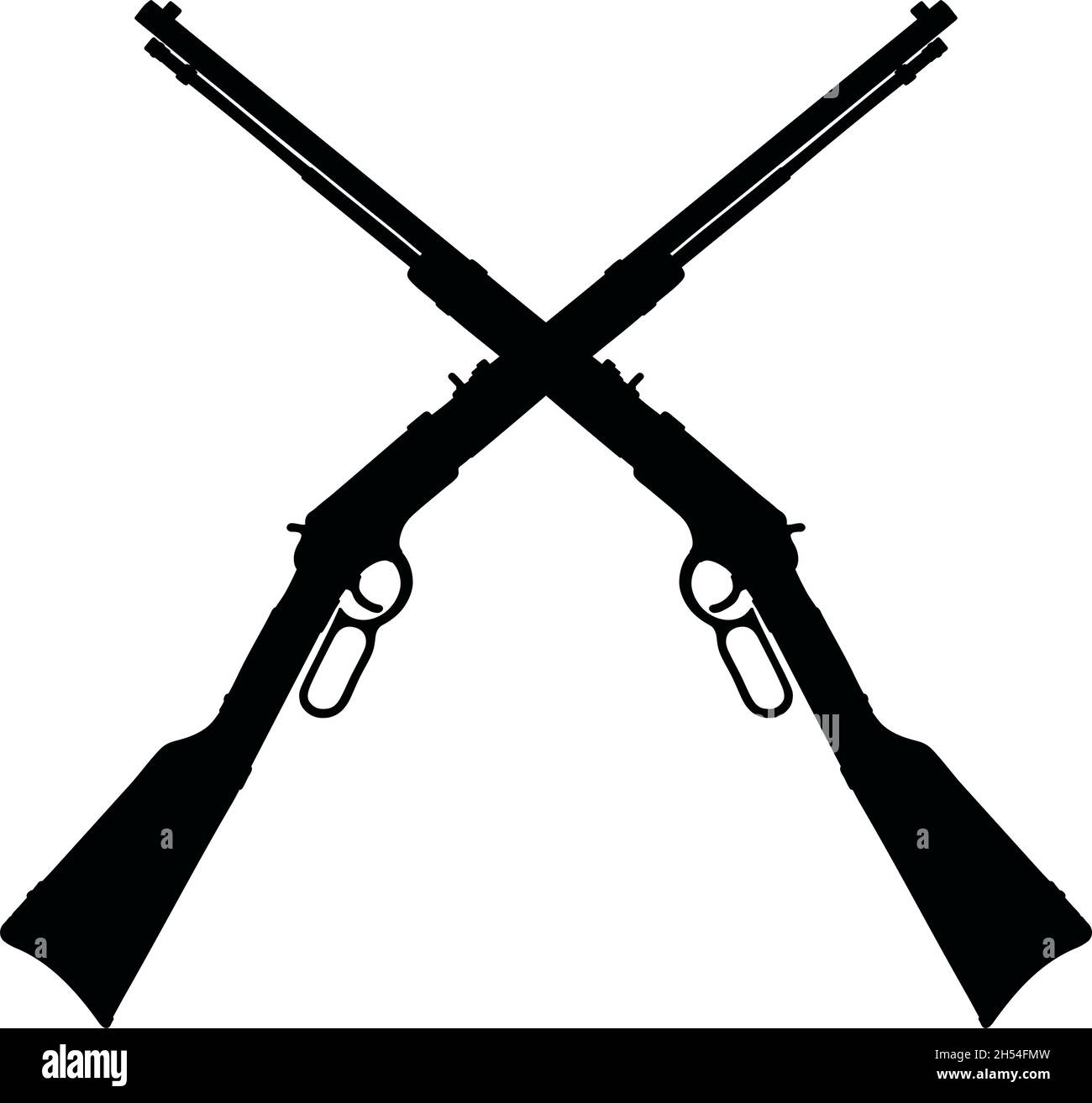 The black silhouettes of two classic winchester repeating rifles Stock ...