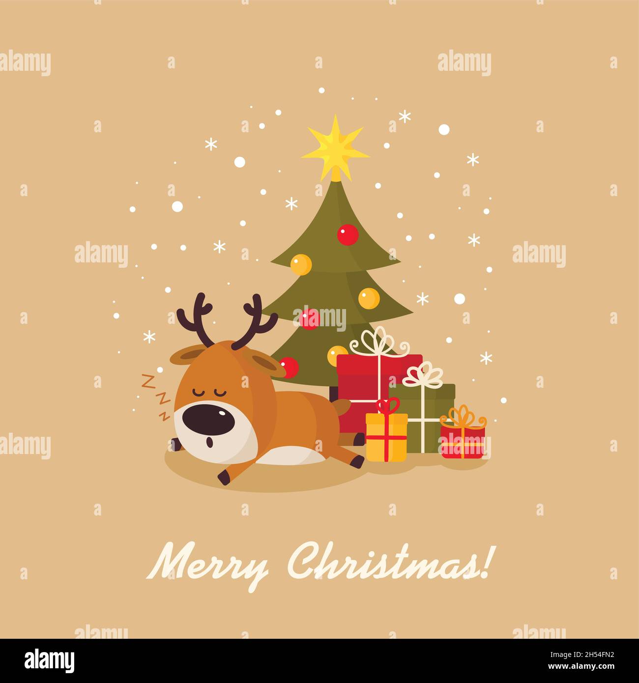 Deer under tree Stock Vector Images - Alamy