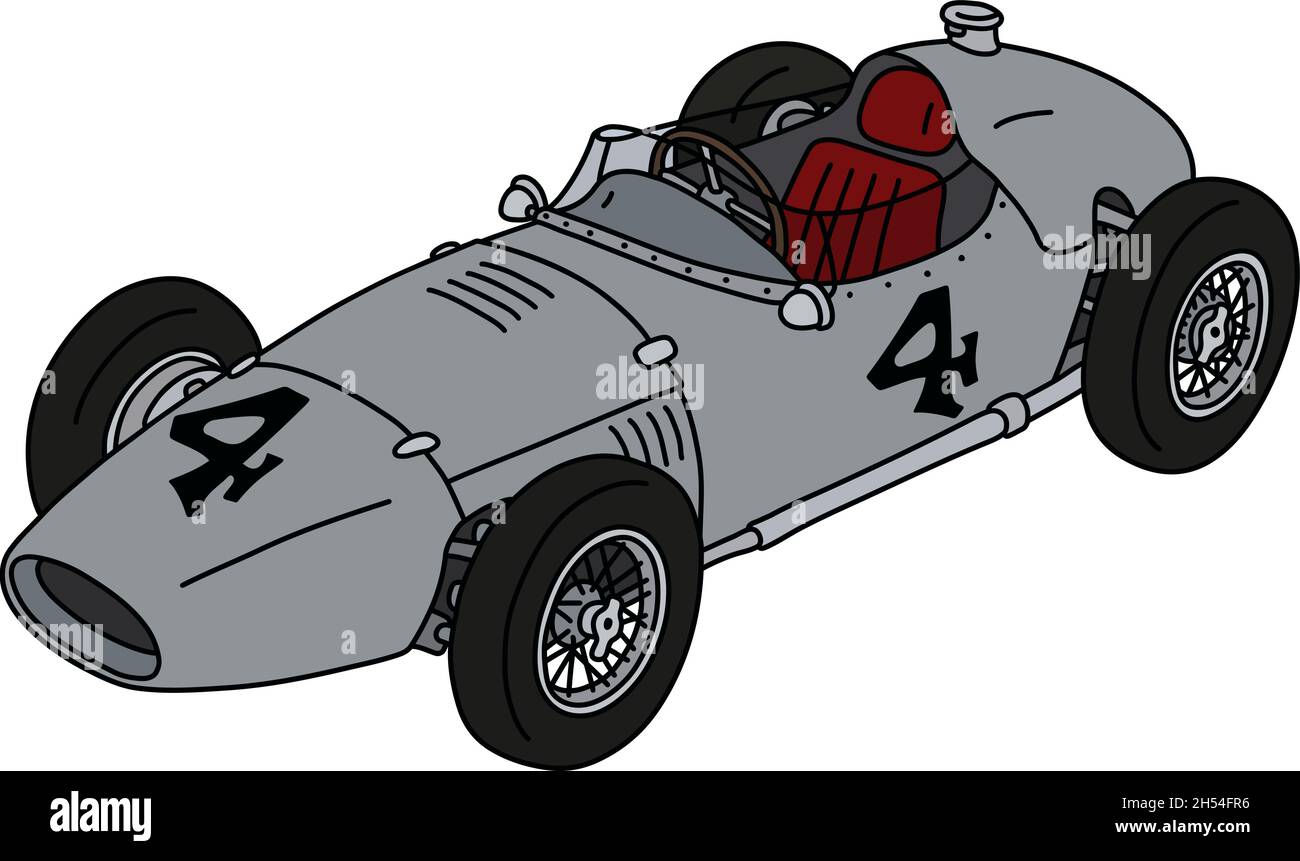 The hand drawing of a vintage silver racecar Stock Vector Image & Art ...