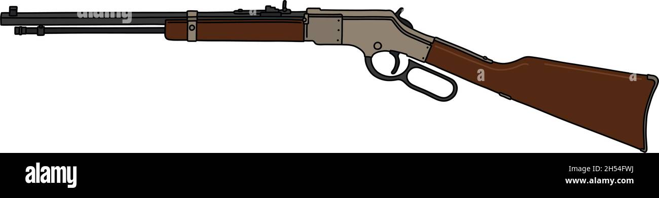 The vectorized hand drawing of a classic winchester repeating rifle ...