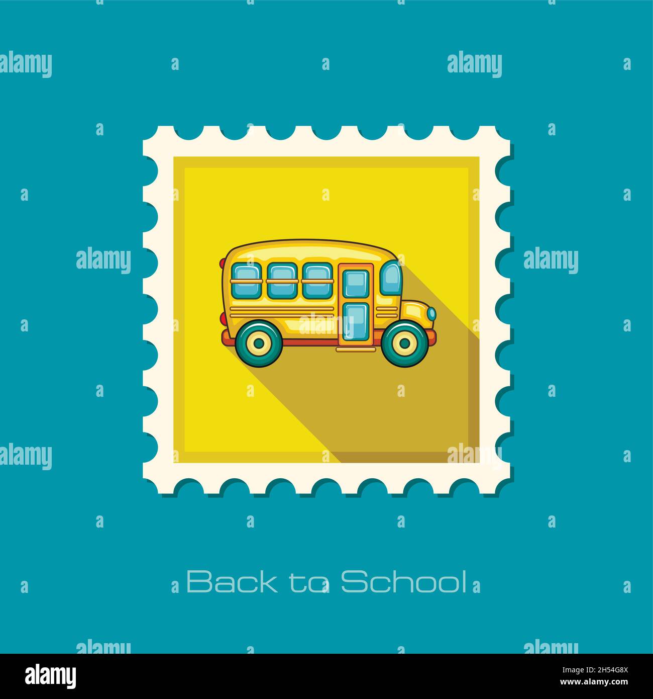 School Bus flat stamp, vector illustration eps 10 Stock Vector Image ...