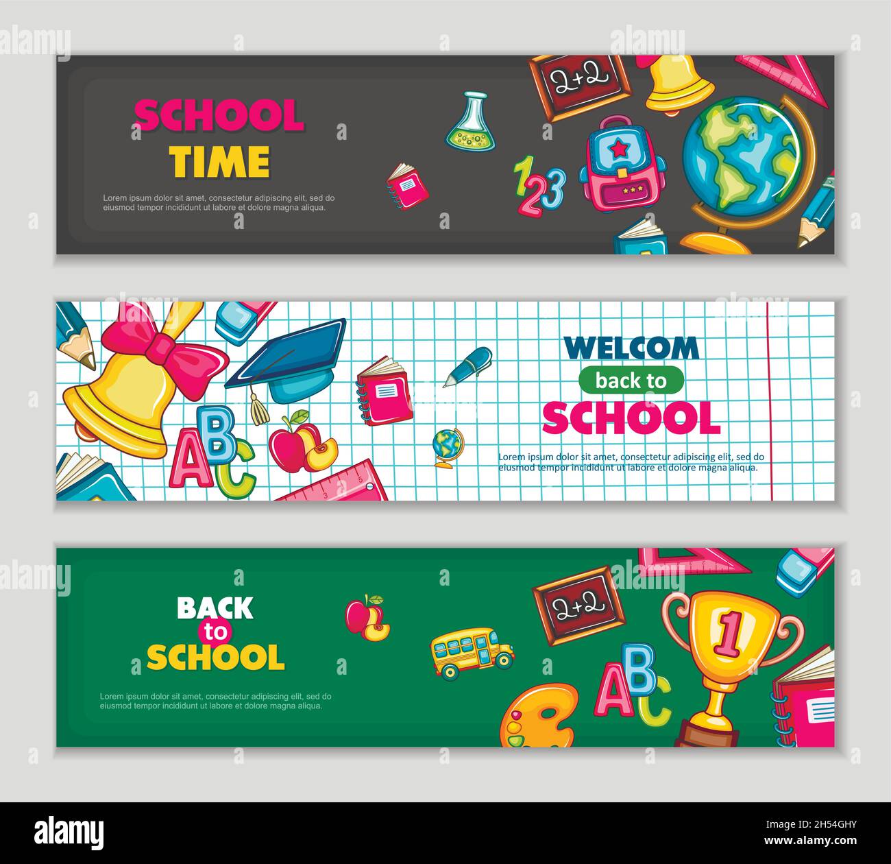 School flat vector banners, vector illustration eps 10 Stock Vector ...