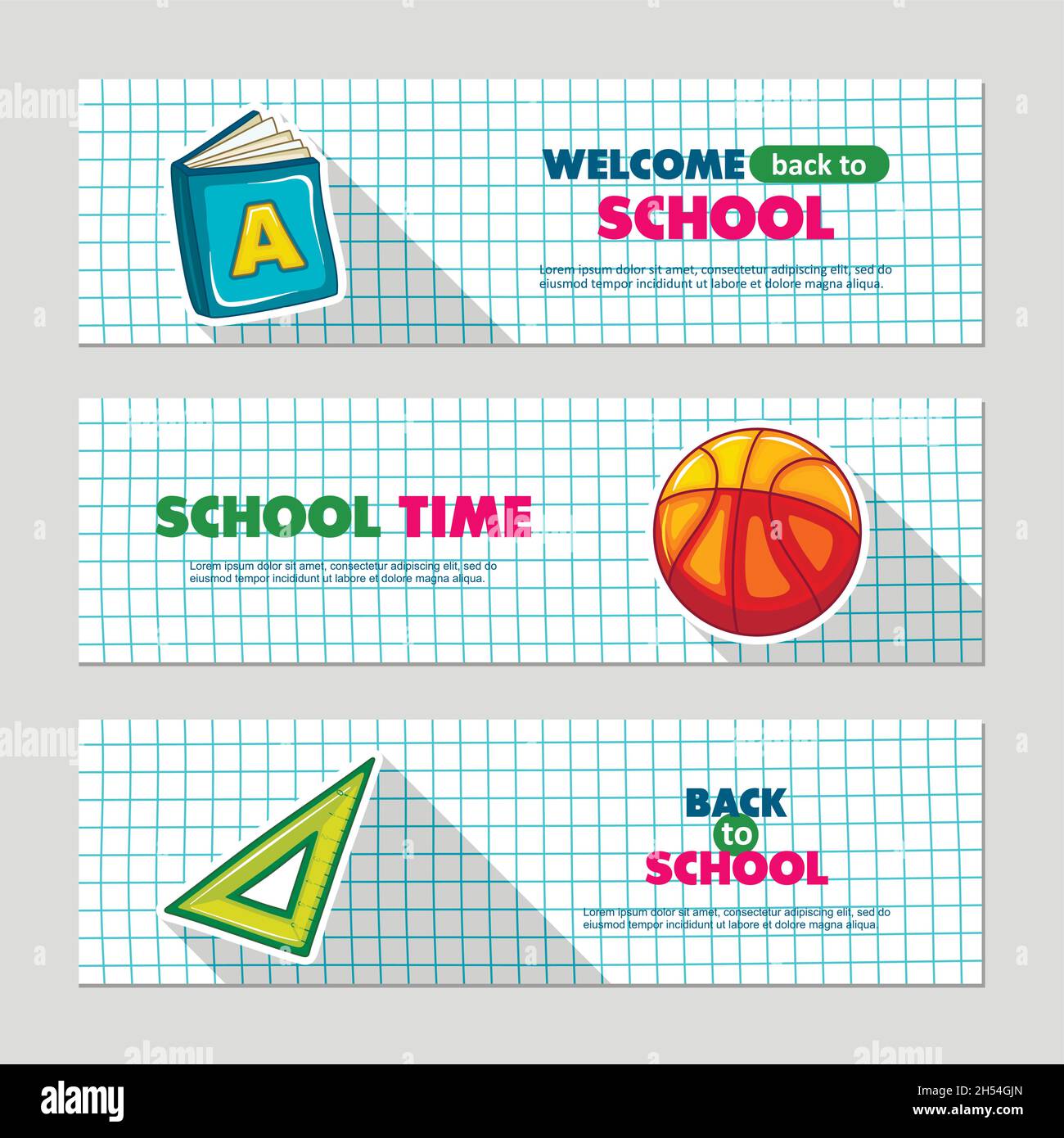 School flat vector banners, vector illustration eps 10 Stock Vector ...