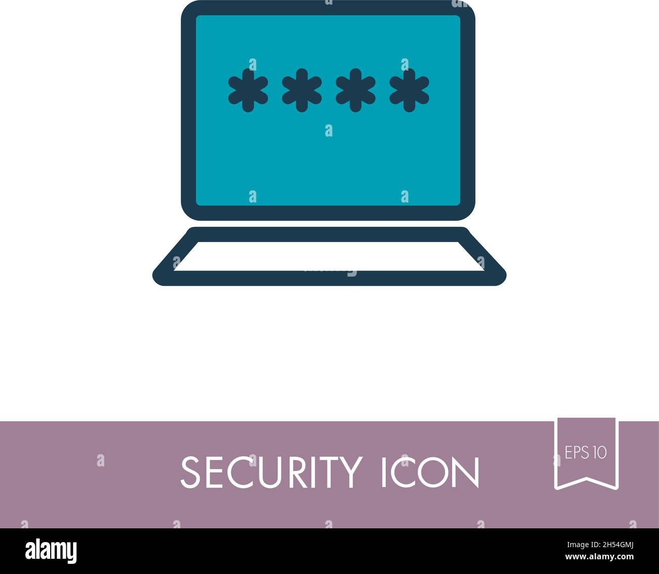 Laptop With Password Notification And Lock Icon Vector Illustration Isolated On White Personal