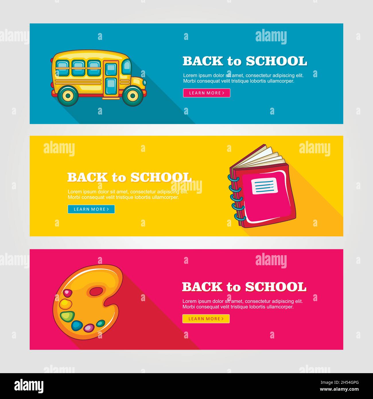 School flat vector banners, vector illustration eps 10 Stock Vector ...