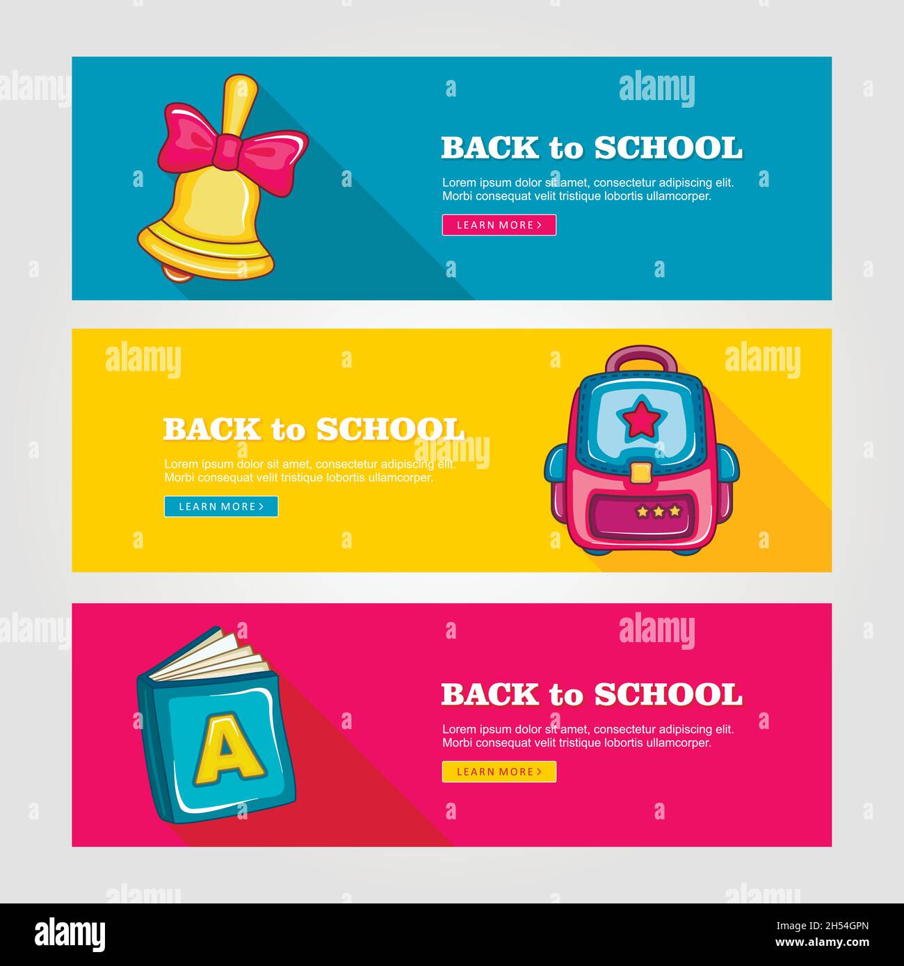 School flat vector banners, vector illustration eps 10 Stock Vector ...