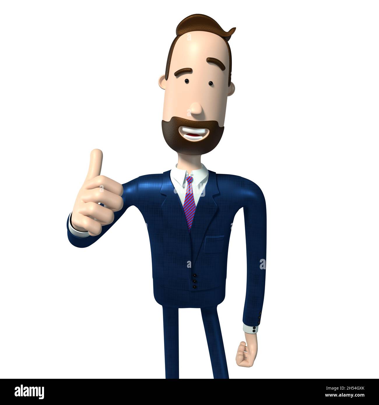 Handsome cartoon businessman standing on wall's edge and pointing with ...
