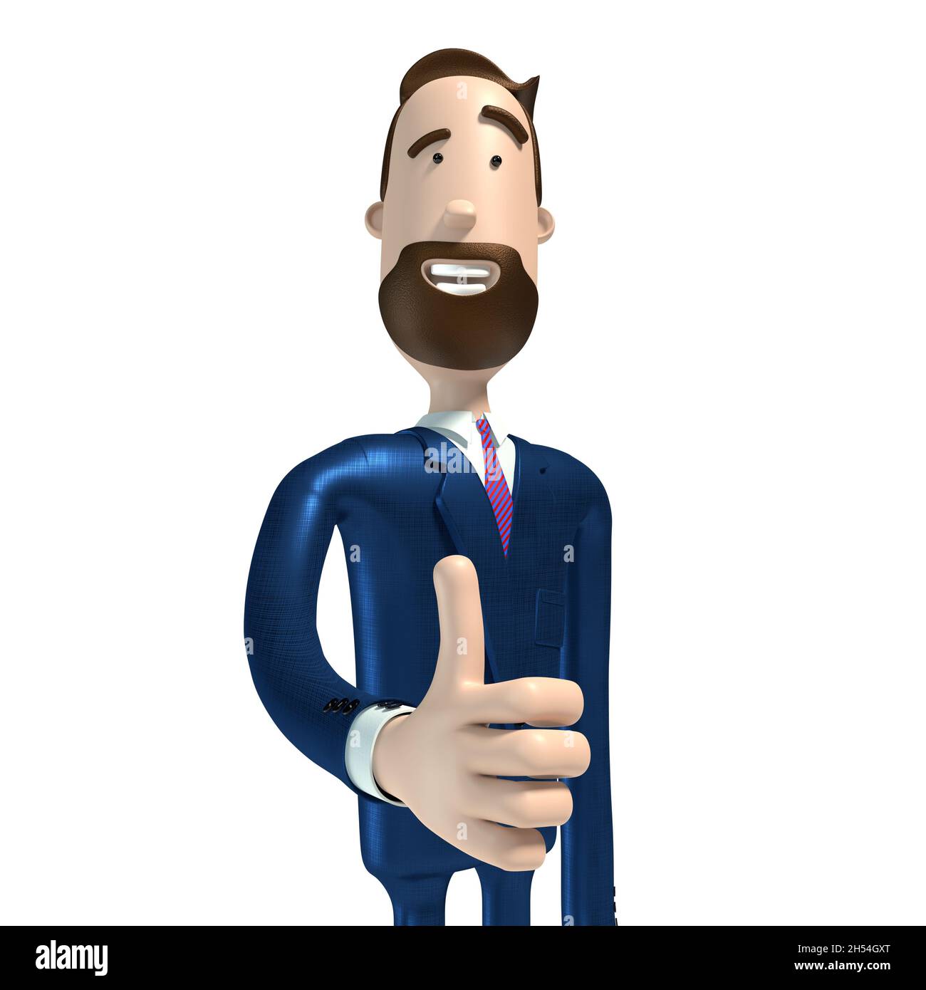 Handsome cartoon businessman showing OK gesture, white background - 3D ...