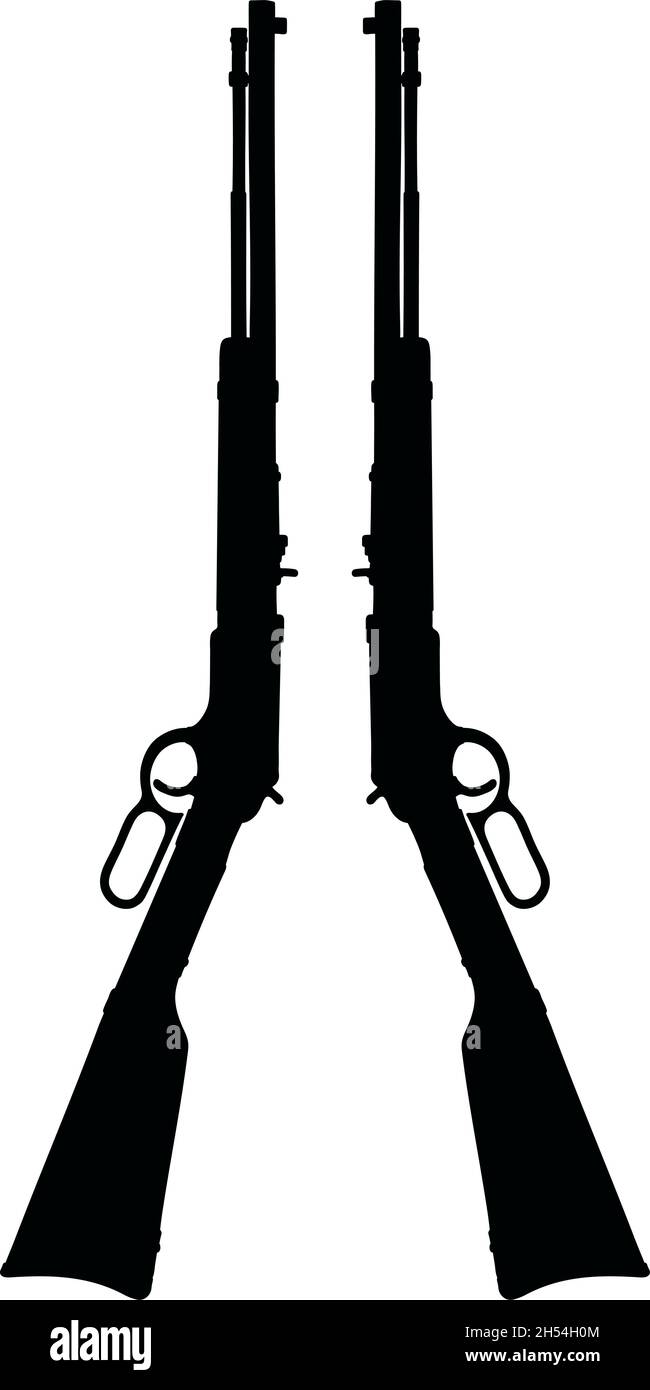 The black silhouettes of two classic winchester repeating rifles Stock ...