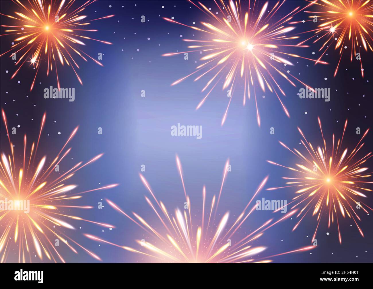 Happy New Year, greeting card, firework background, blank Stock Photo ...