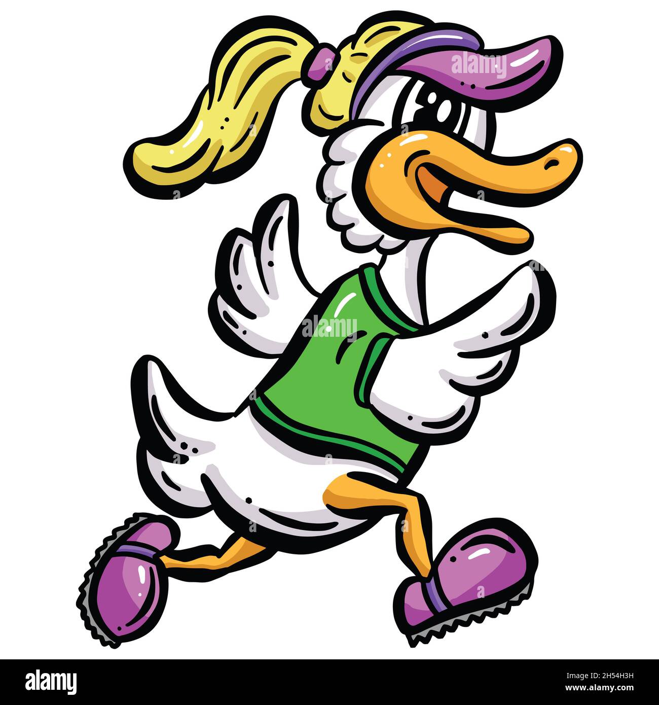 Cartoon Running Exercise Female Duck Illustration Stock Photo - Alamy