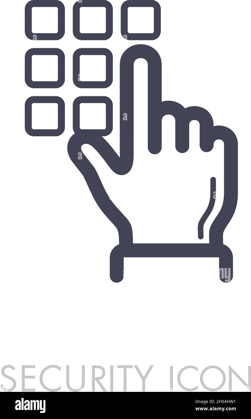 Hand finger entering pin code solid icon, unlock and password. Security ...