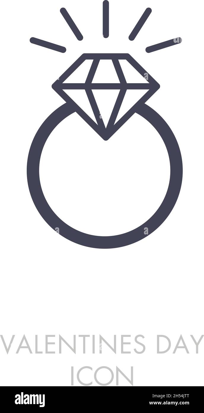 Wedding ring with a diamond icon. Valentines day symbol. Vector ...